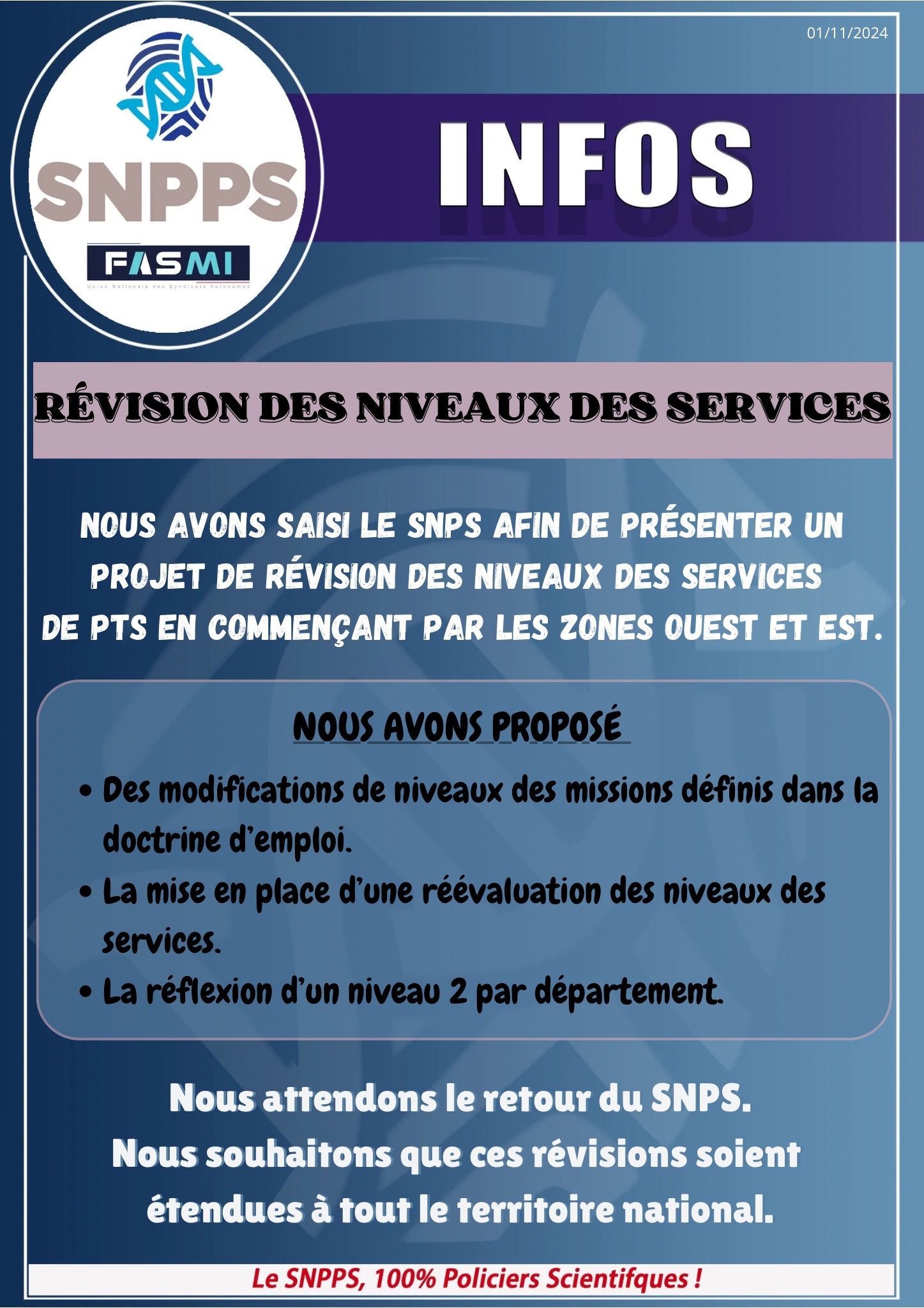 Révision des niveaux des services - SNPPS